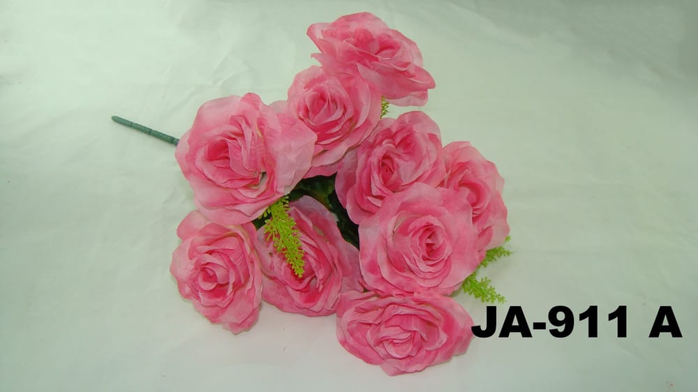 Ramo de rosa grande *9 con follaje - LasFloresArtificiales.com