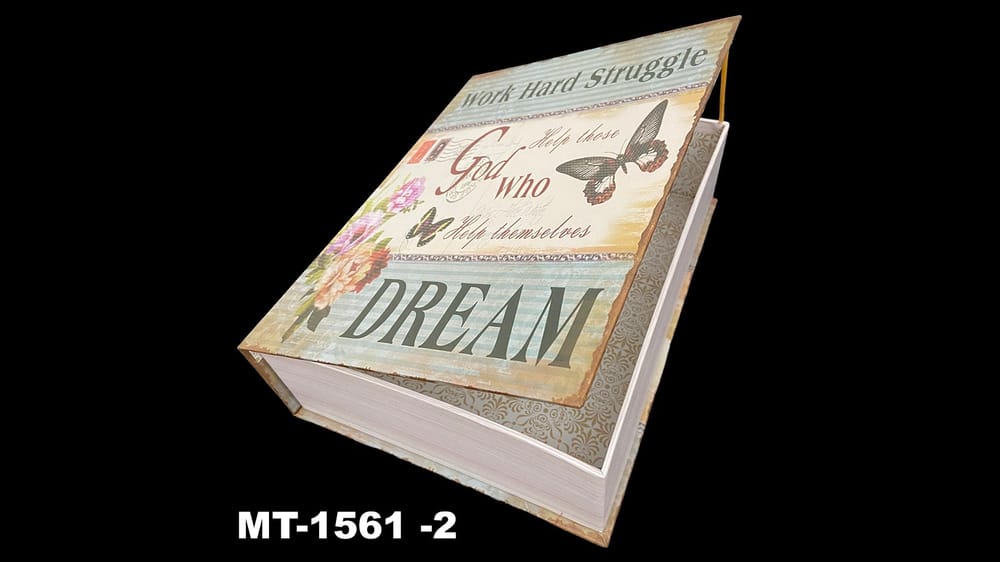 Caja vintage tipo libro 26 cm de alto - LasFloresArtificiales.com