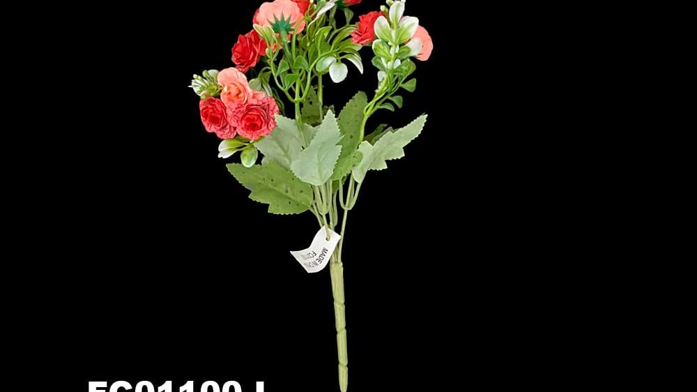 Ramo de mini rosa con 15 flores - LasFloresArtificiales.com
